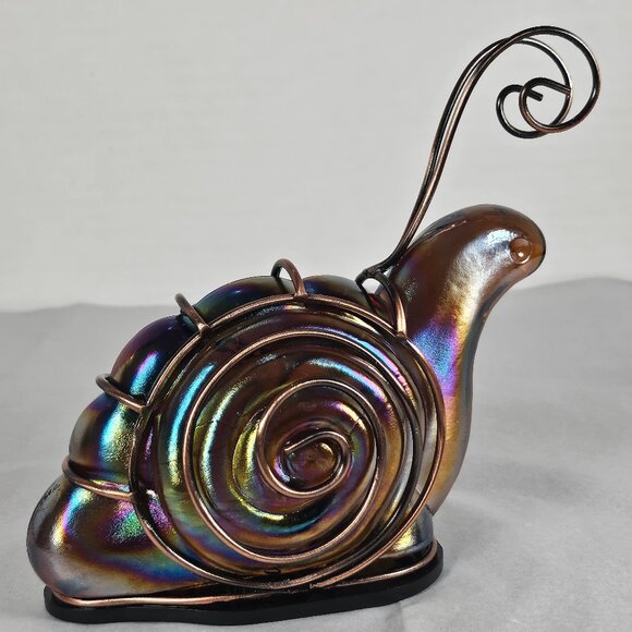 Handmade | Accents | Vintage Amber Carnival Glass Garden Snail ...